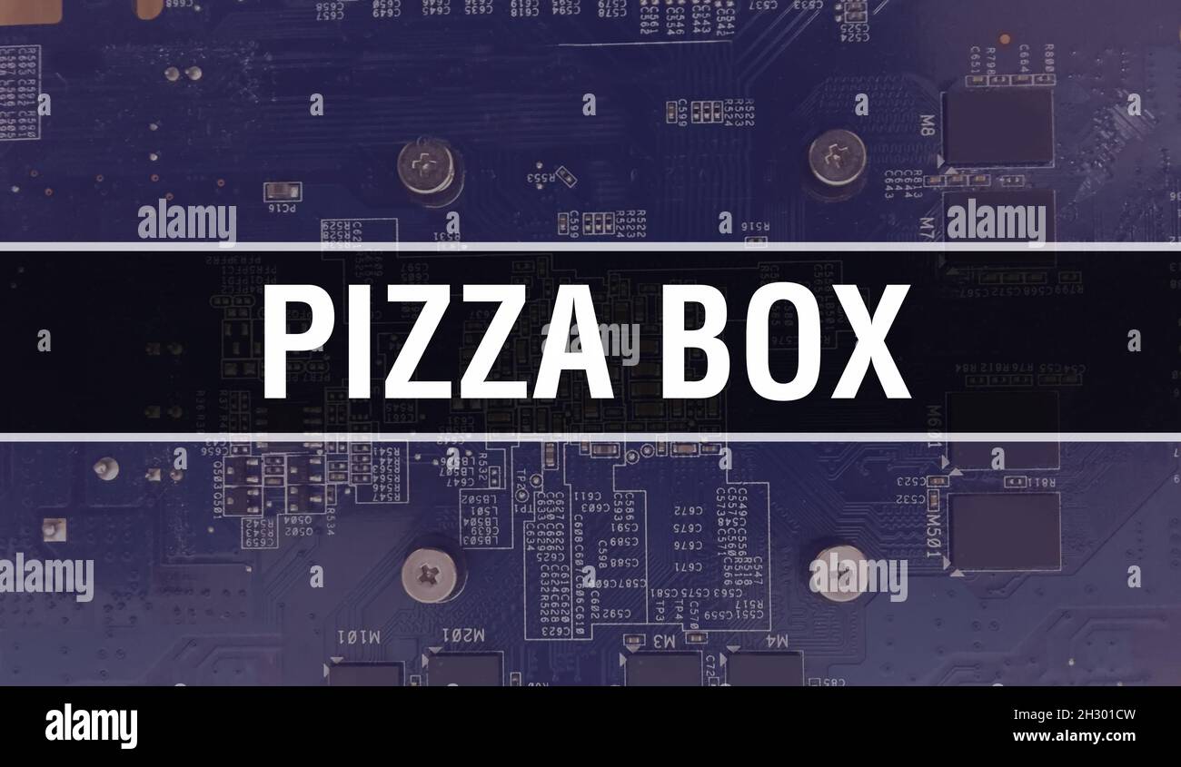 Pizza Box with Electronic components on integrated circuit board ...