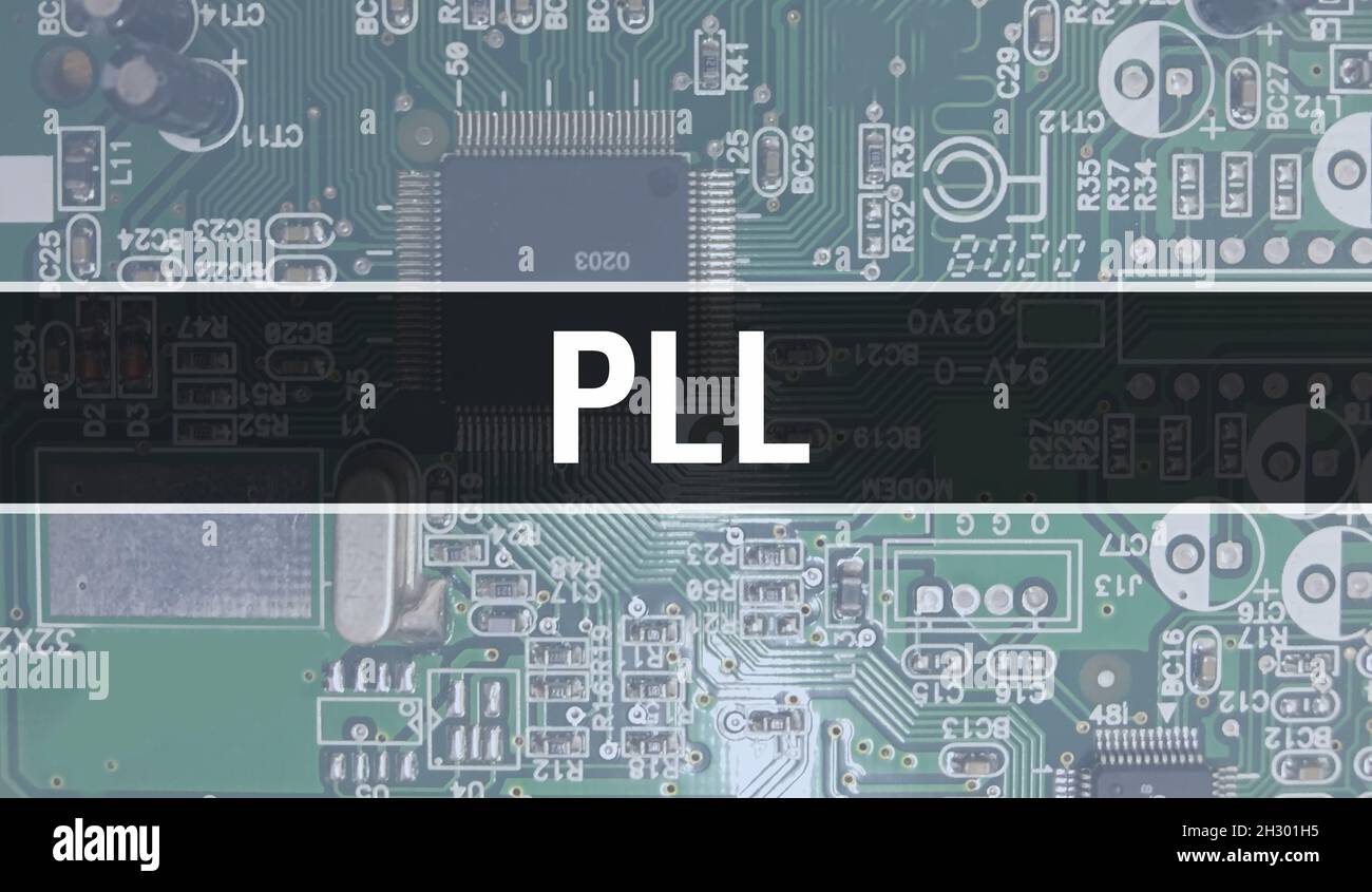 PLL concept illustration using Computer Chip in Circuit Board. PLL ...