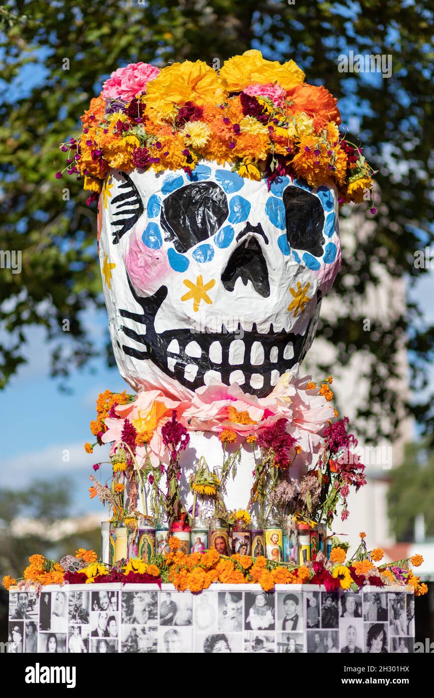 San Antonio, Texas, USA. 24th Oct 2021. An alter at Muertos Fest, a San ...