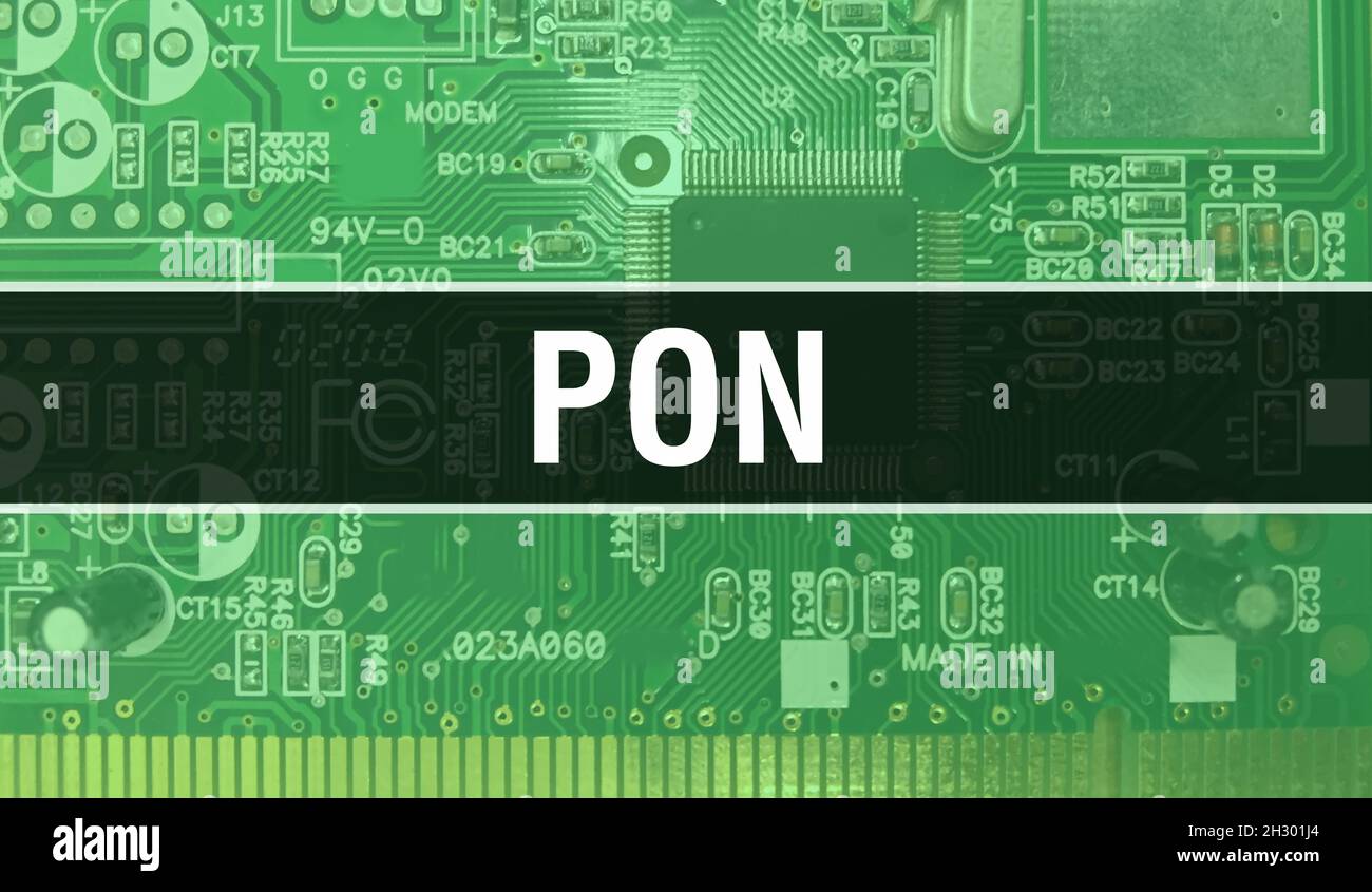 PON with Technology Motherboard Digital. PON and Computer Circuit Board ...