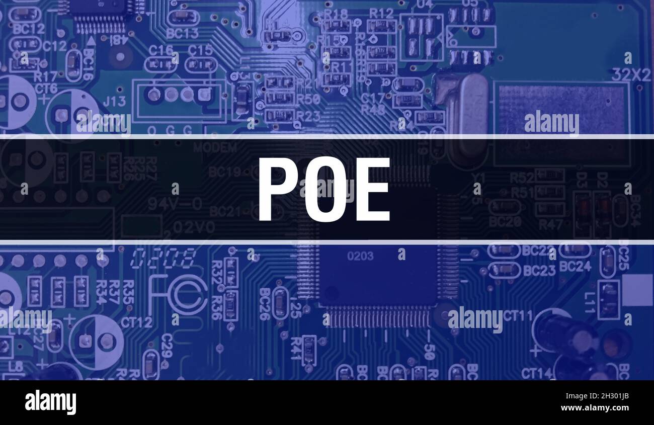 PoE with Electronic Computer Hardware technology background. Abstract background with Electronic ...