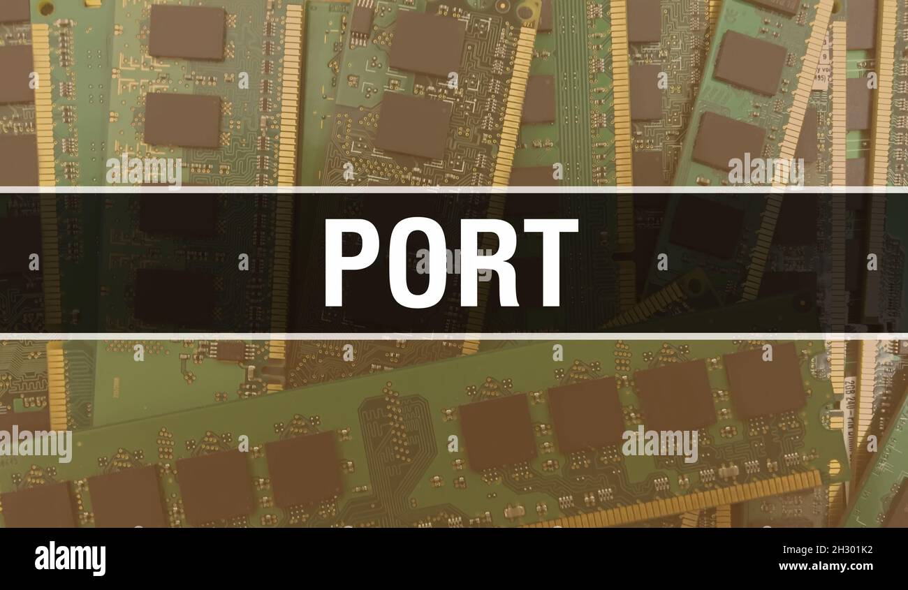 Port text written on Circuit Board Electronic abstract technology ...