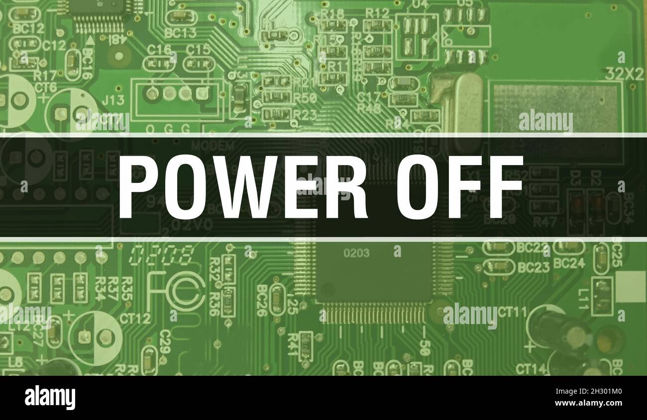 Power Off with Electronic Computer Hardware technology background ...