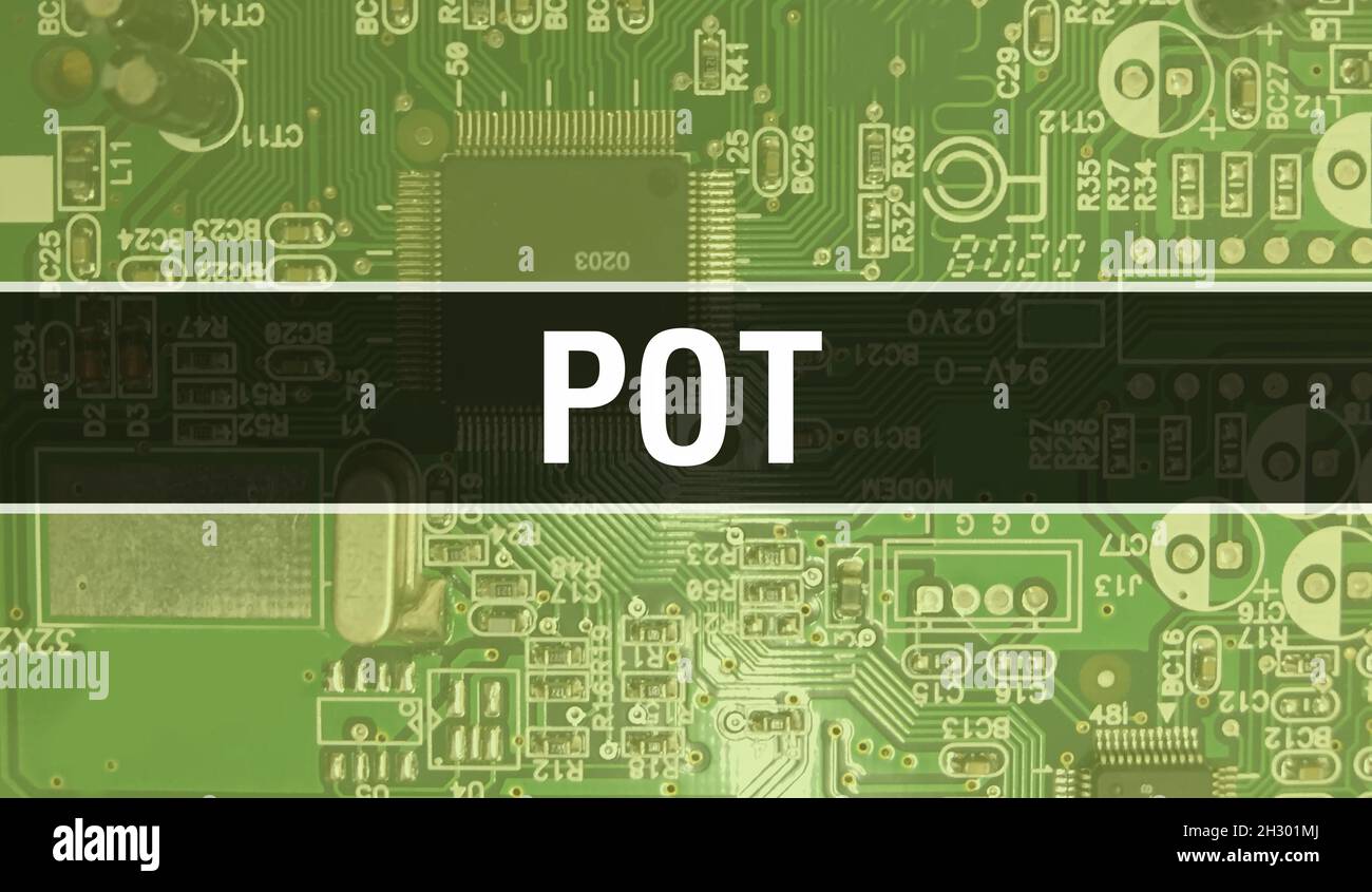 Pot concept illustration using Computer Chip in Circuit Board. Pot ...
