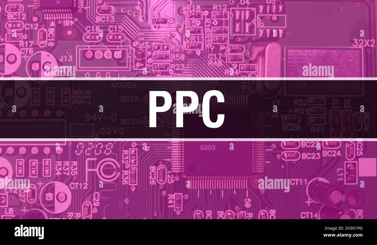 PPC with Electronic Computer Hardware technology background. Abstract background with Electronic ...