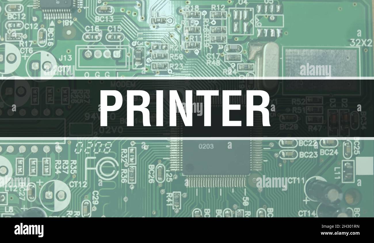 Printer with Electronic Computer Hardware technology background ...