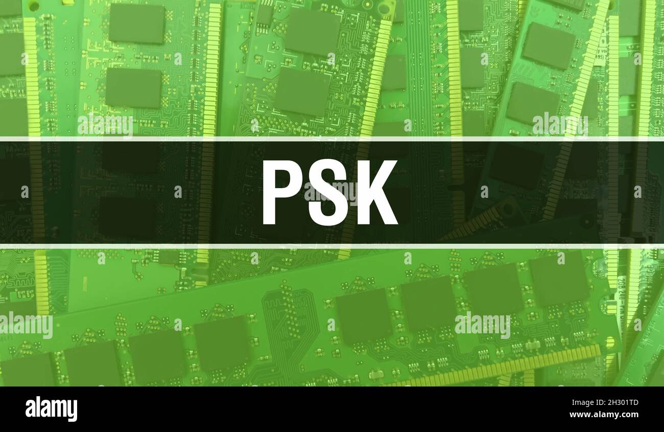 PSK text written on Circuit Board Electronic abstract technology ...