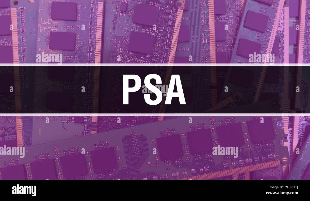 PSA text written on Circuit Board Electronic abstract technology ...