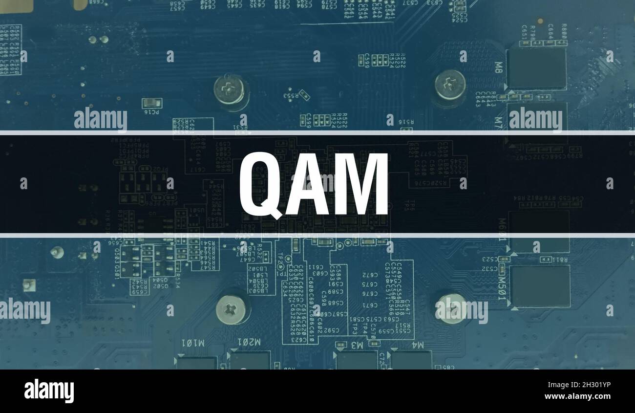 QAM with Electronic components on integrated circuit board Background ...