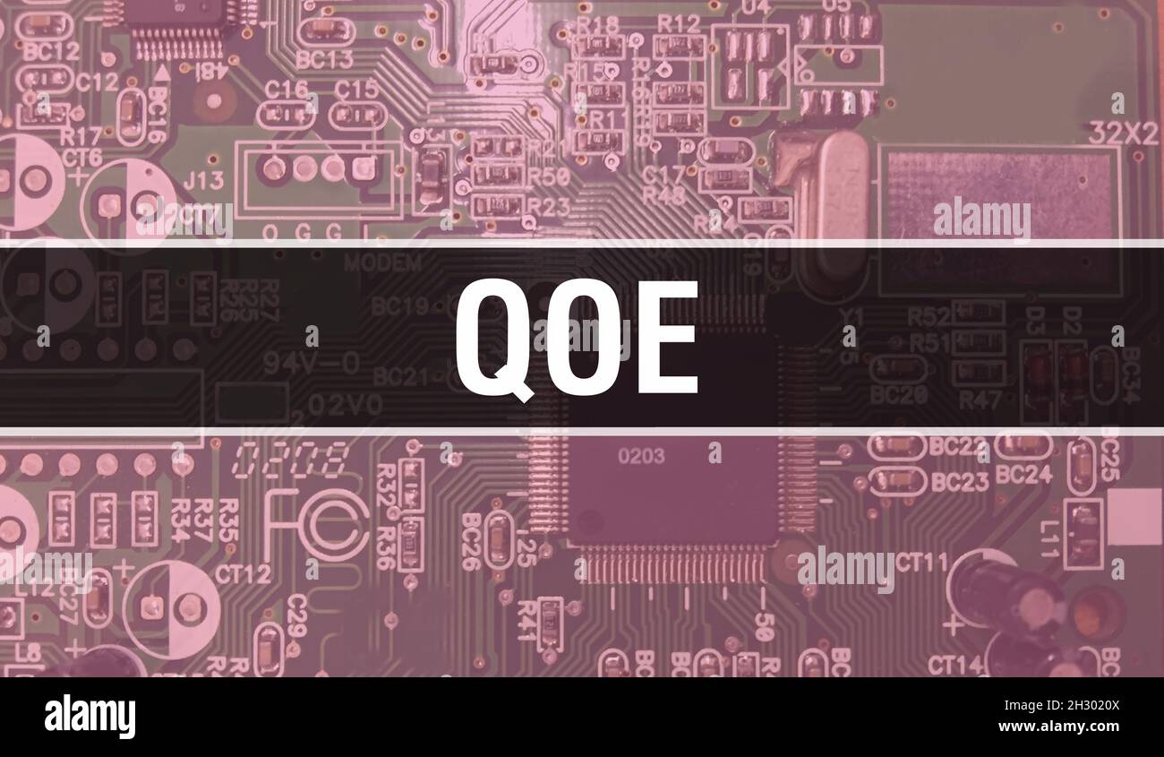 QoE with Electronic Computer Hardware technology background. Abstract background with Electronic ...