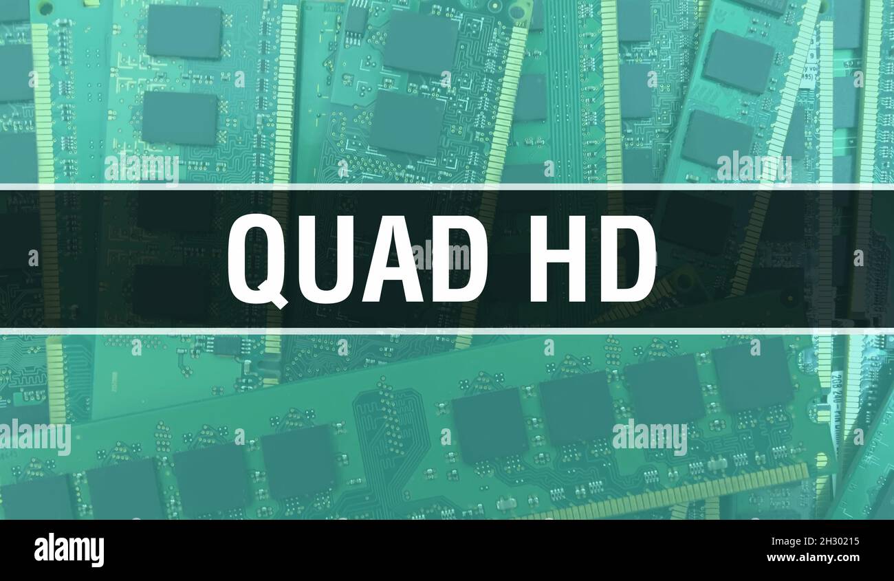 Quad HD text written on Circuit Board Electronic abstract technology ...