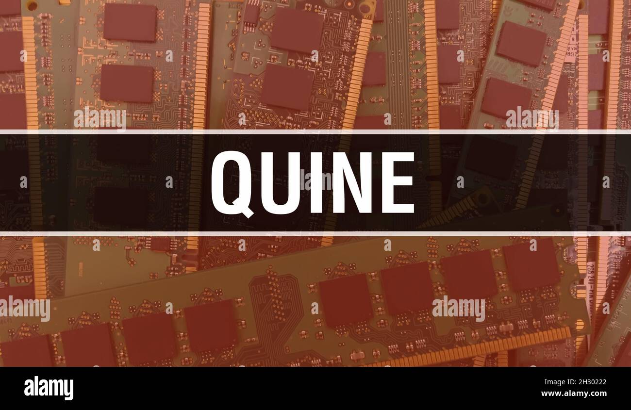Quine text written on Circuit Board Electronic abstract technology background of software ...