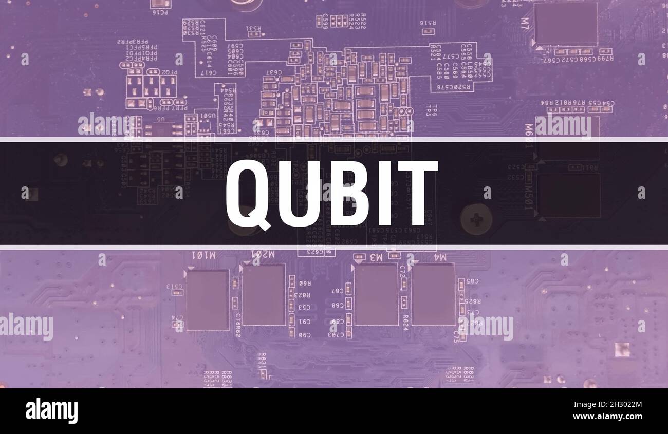 Qubit concept with Electronic Integrated Circuit on circuit board ...