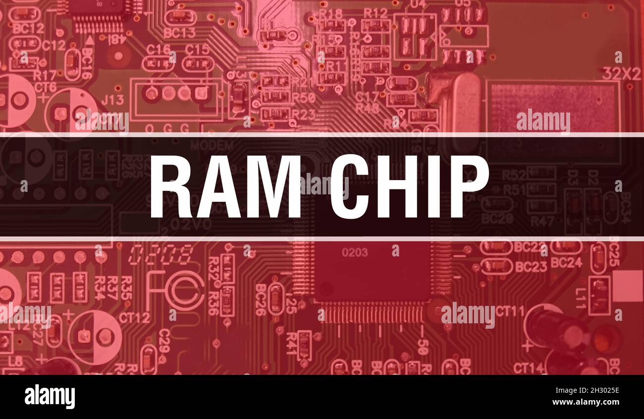 RAM Chip with Electronic Computer Hardware technology background ...