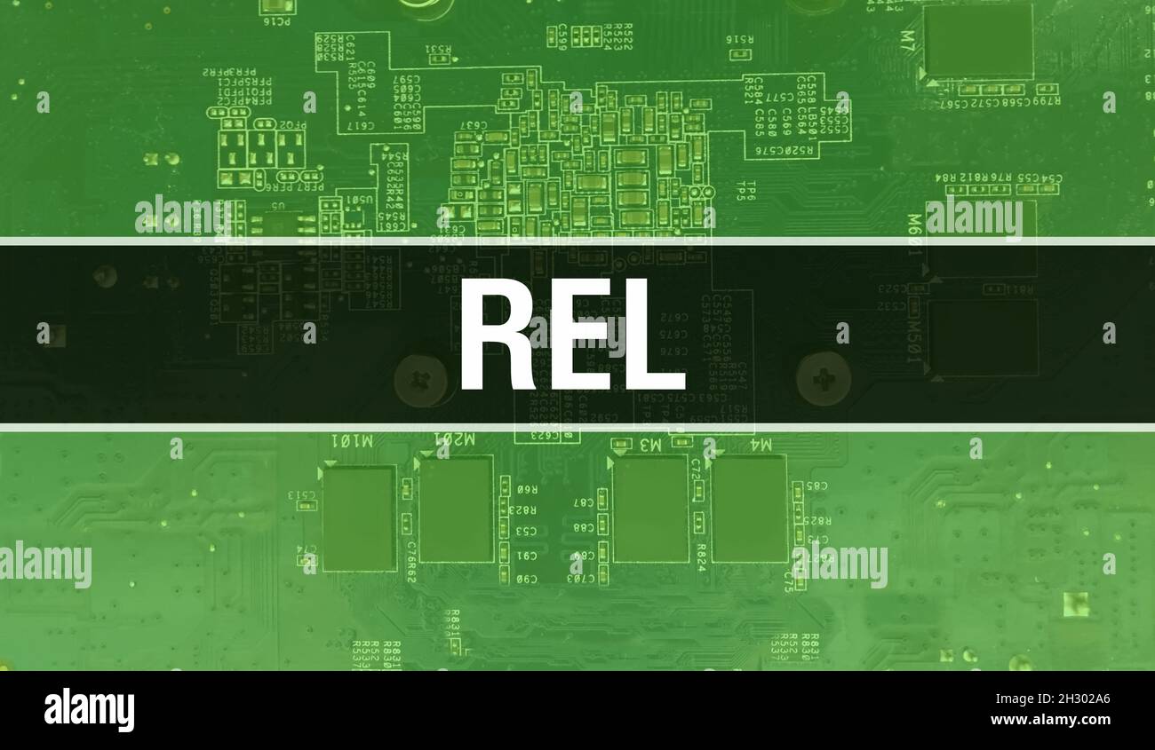 REL concept with Electronic Integrated Circuit on circuit board. REL ...