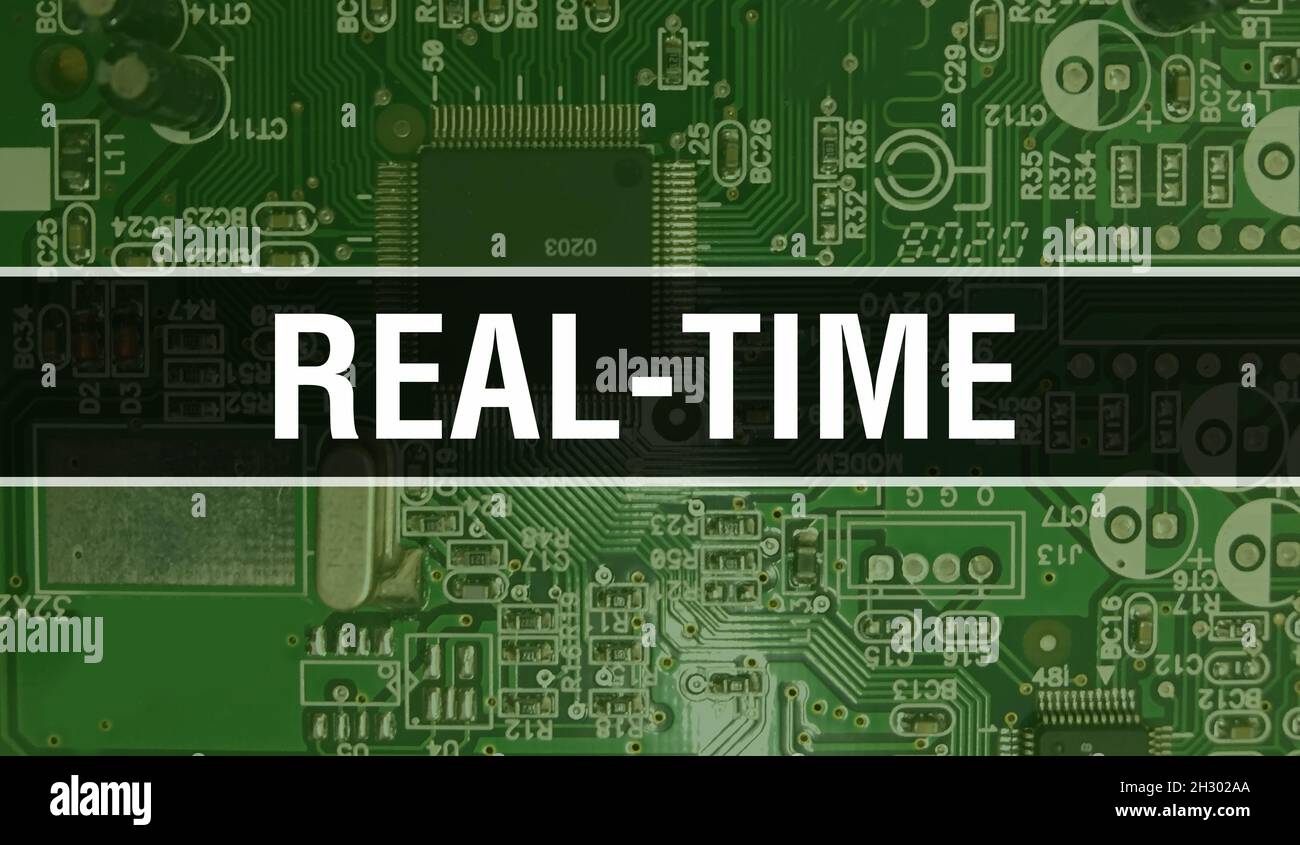 Real-Time concept illustration using Computer Chip in Circuit Board ...