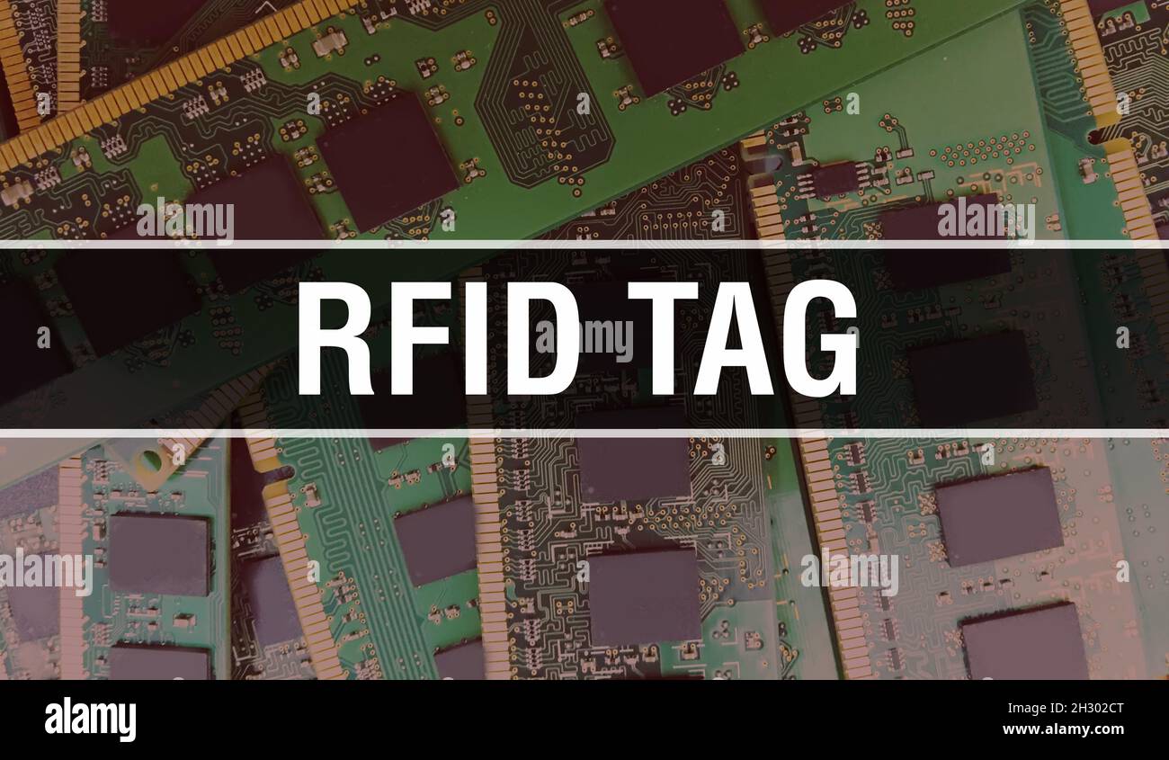 RFID Tag with Technology Motherboard Digital. RFID Tag and Computer ...