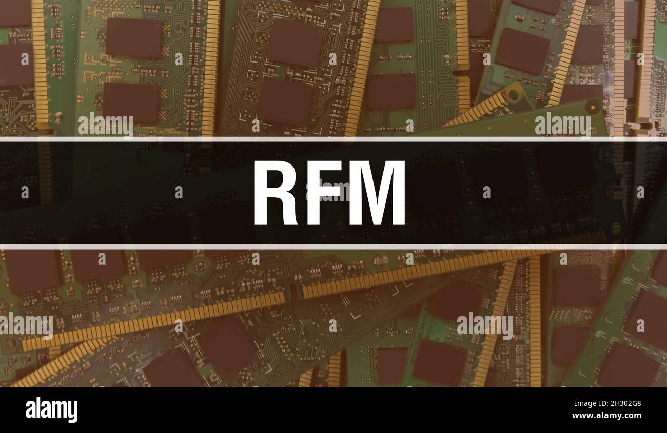 RFM with Electronic Computer Hardware technology background. Abstract background with Electronic ...