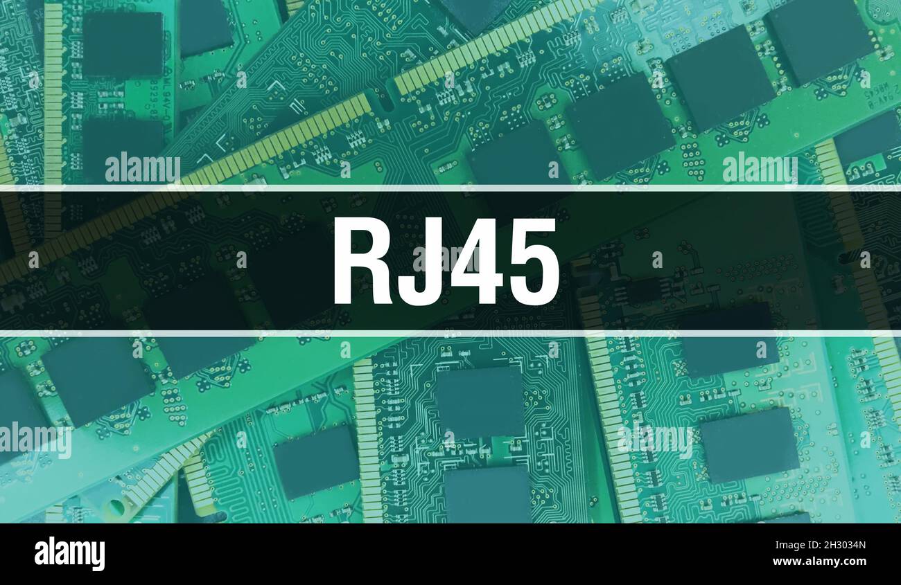 RJ45 concept with Electronic Integrated Circuit on circuit board. RJ45 ...