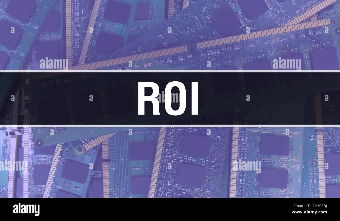 ROI concept illustration using Computer Chip in Circuit Board. ROI ...
