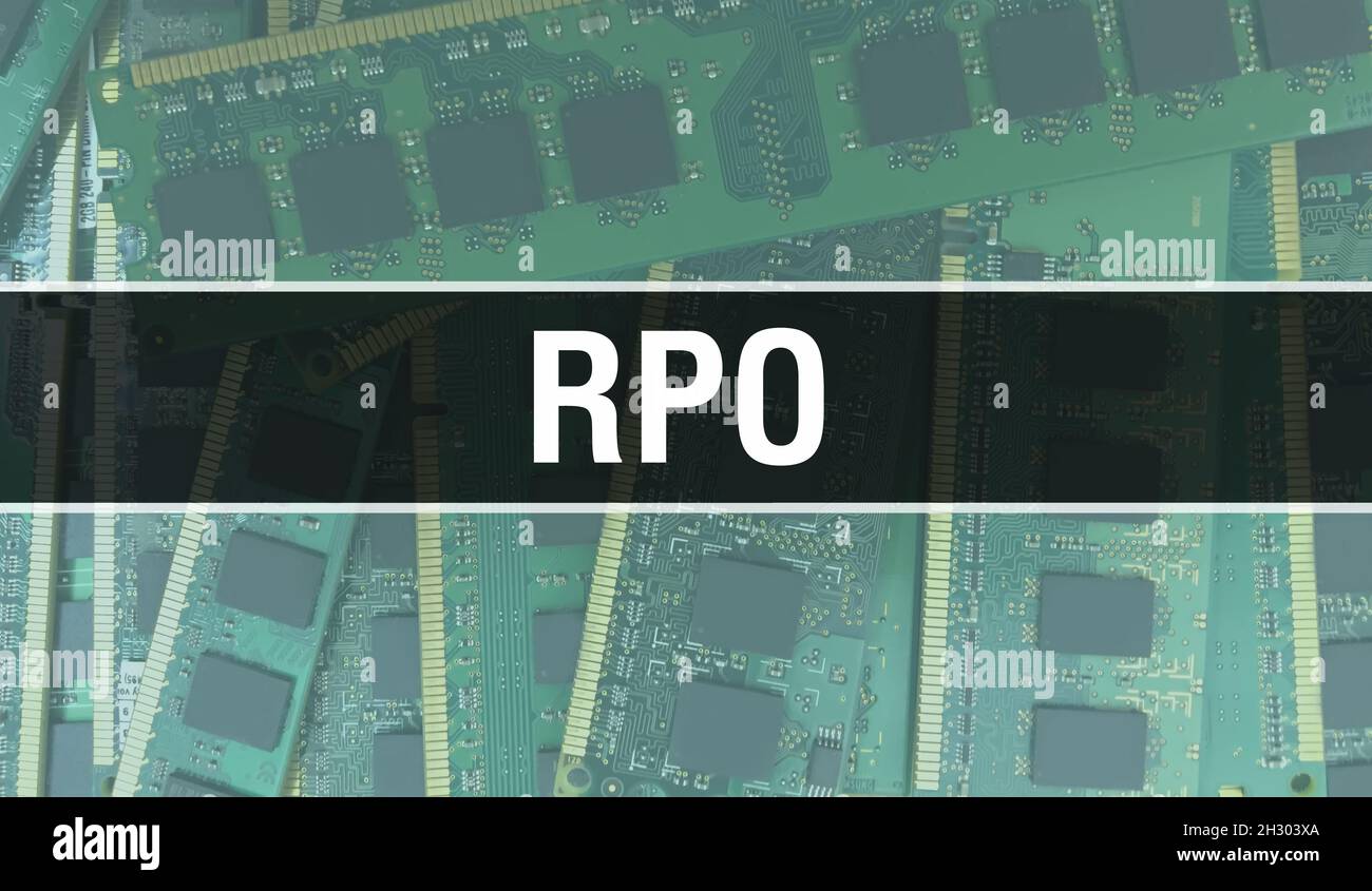 RPO concept with Computer motherboard. RPO text written on Technology ...