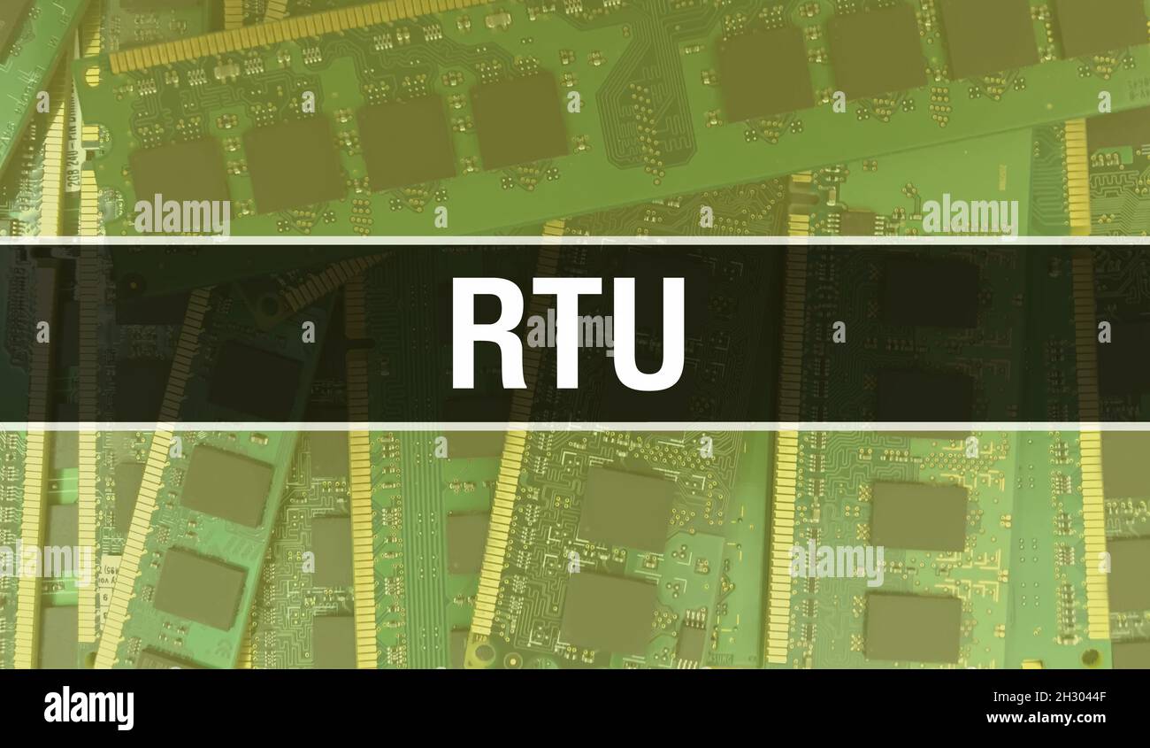 RTU concept with Computer motherboard. RTU text written on Technology ...