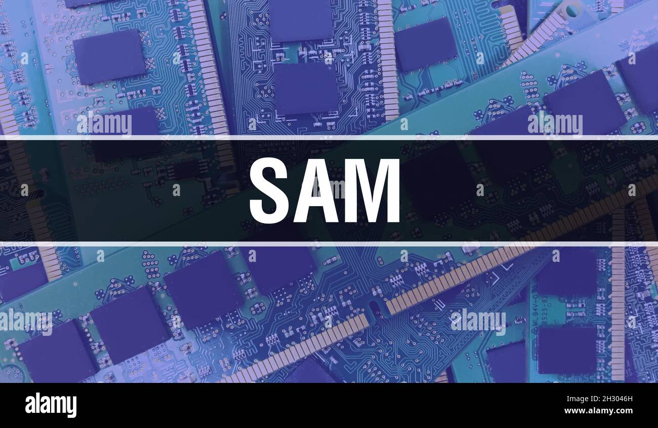 SAM text written on Circuit Board Electronic abstract technology ...