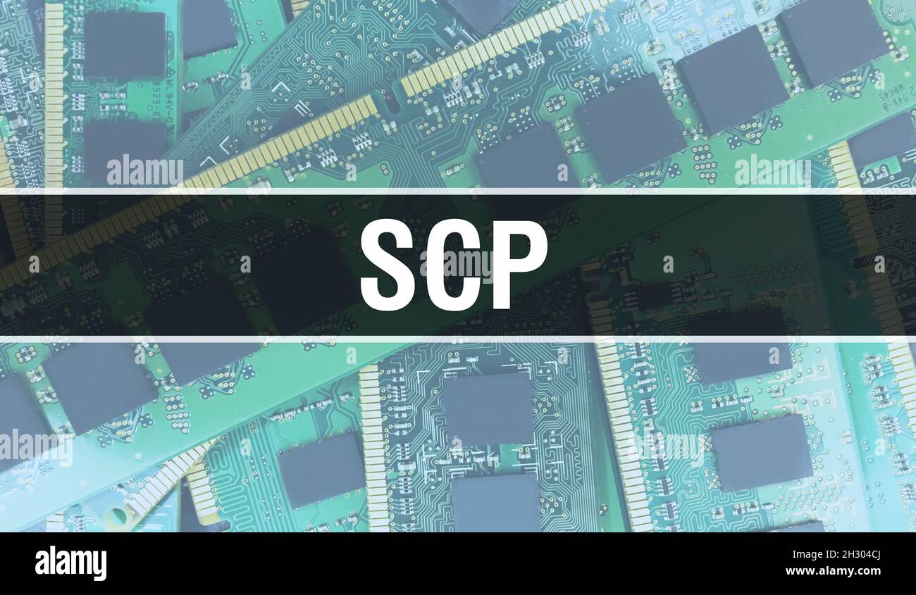 SCP concept illustration using Computer Chip in Circuit Board. SCP ...