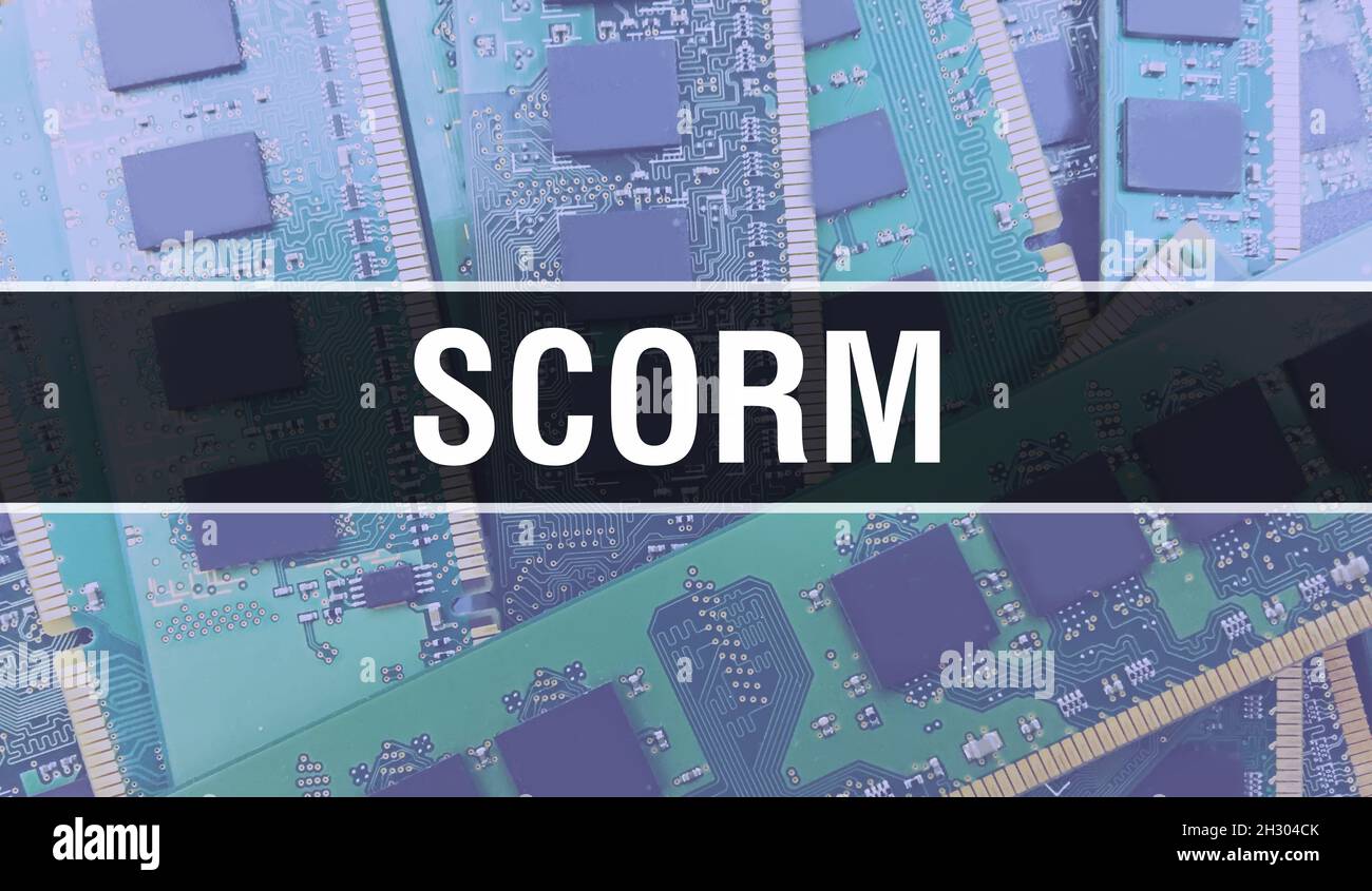 SCORM concept with Computer motherboard. SCORM text written on ...