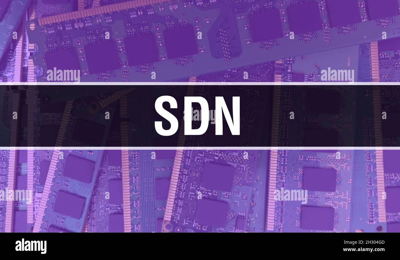 SDN concept with Electronic Integrated Circuit on circuit board. SDN ...