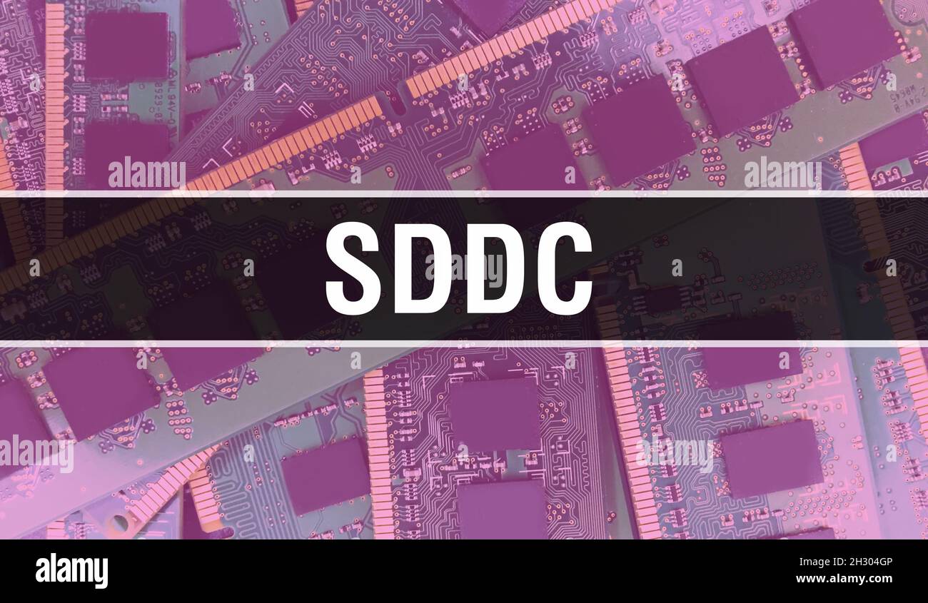 SDDC concept illustration using Computer Chip in Circuit Board. SDDC ...