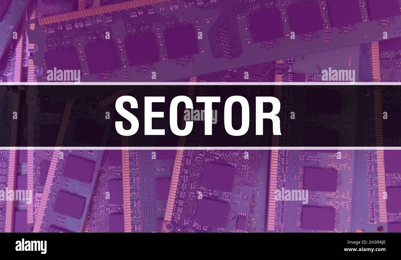 Sector concept with Electronic Integrated Circuit on circuit board ...
