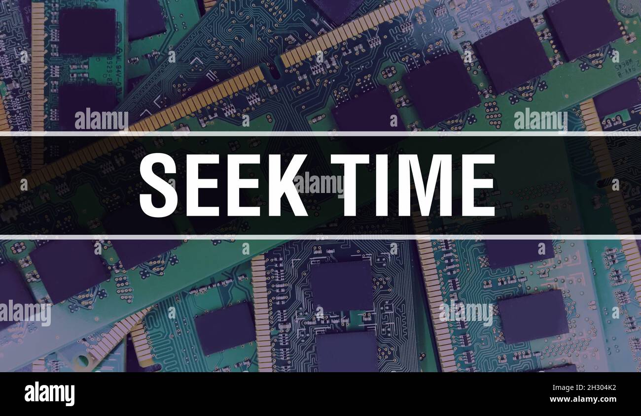 Seek Time concept illustration using Computer Chip in Circuit Board ...