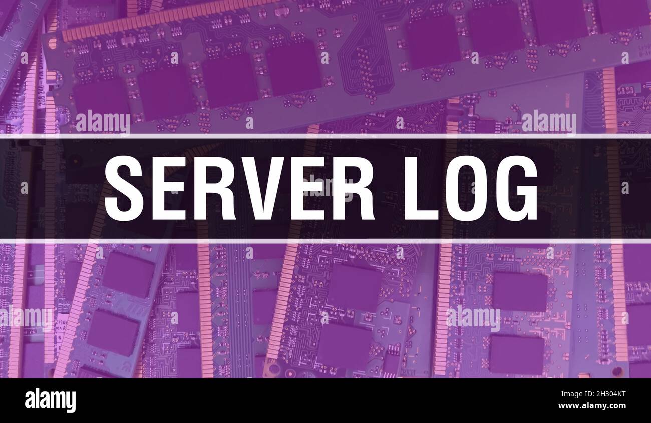 Server log concept with Electronic Integrated Circuit on circuit board ...