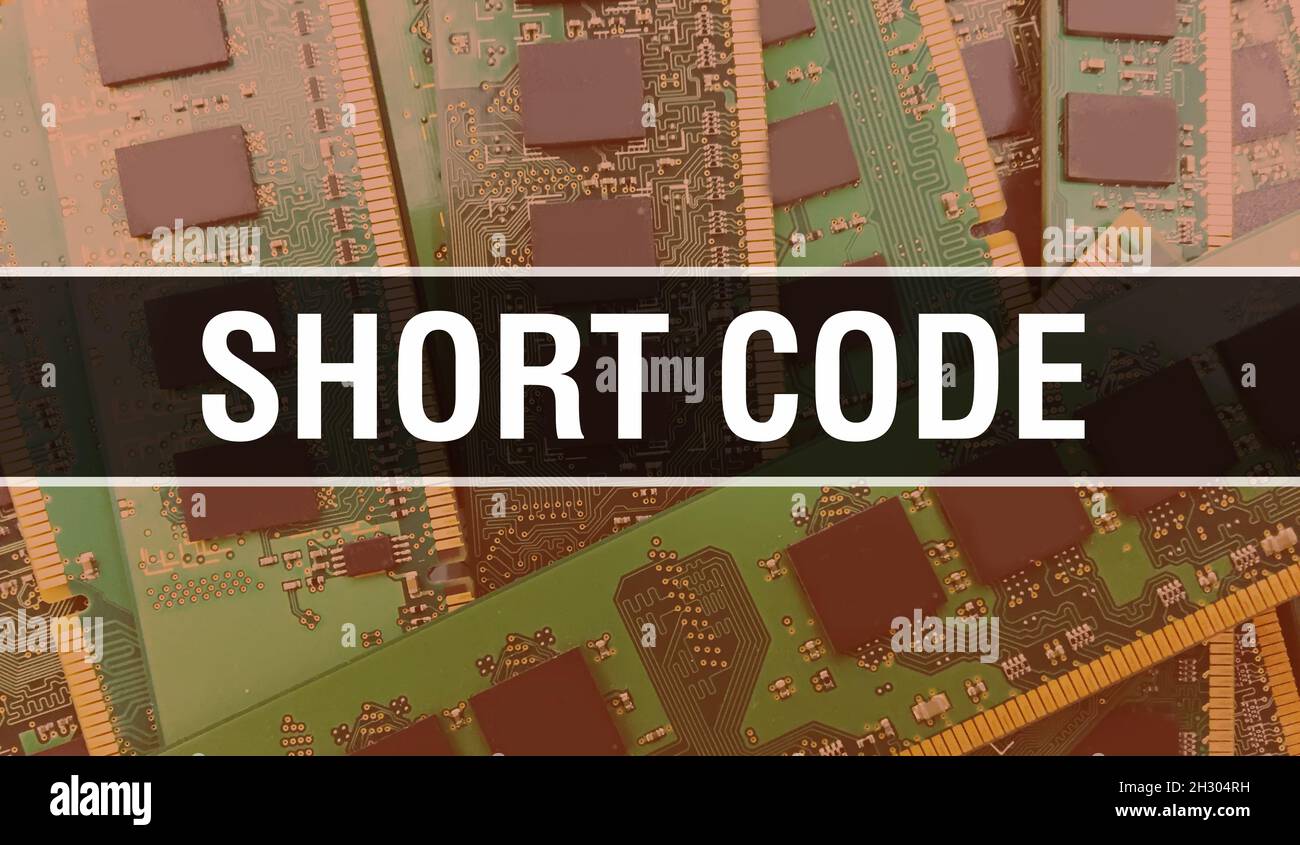 Short Code concept with Computer motherboard. Short Code text written ...