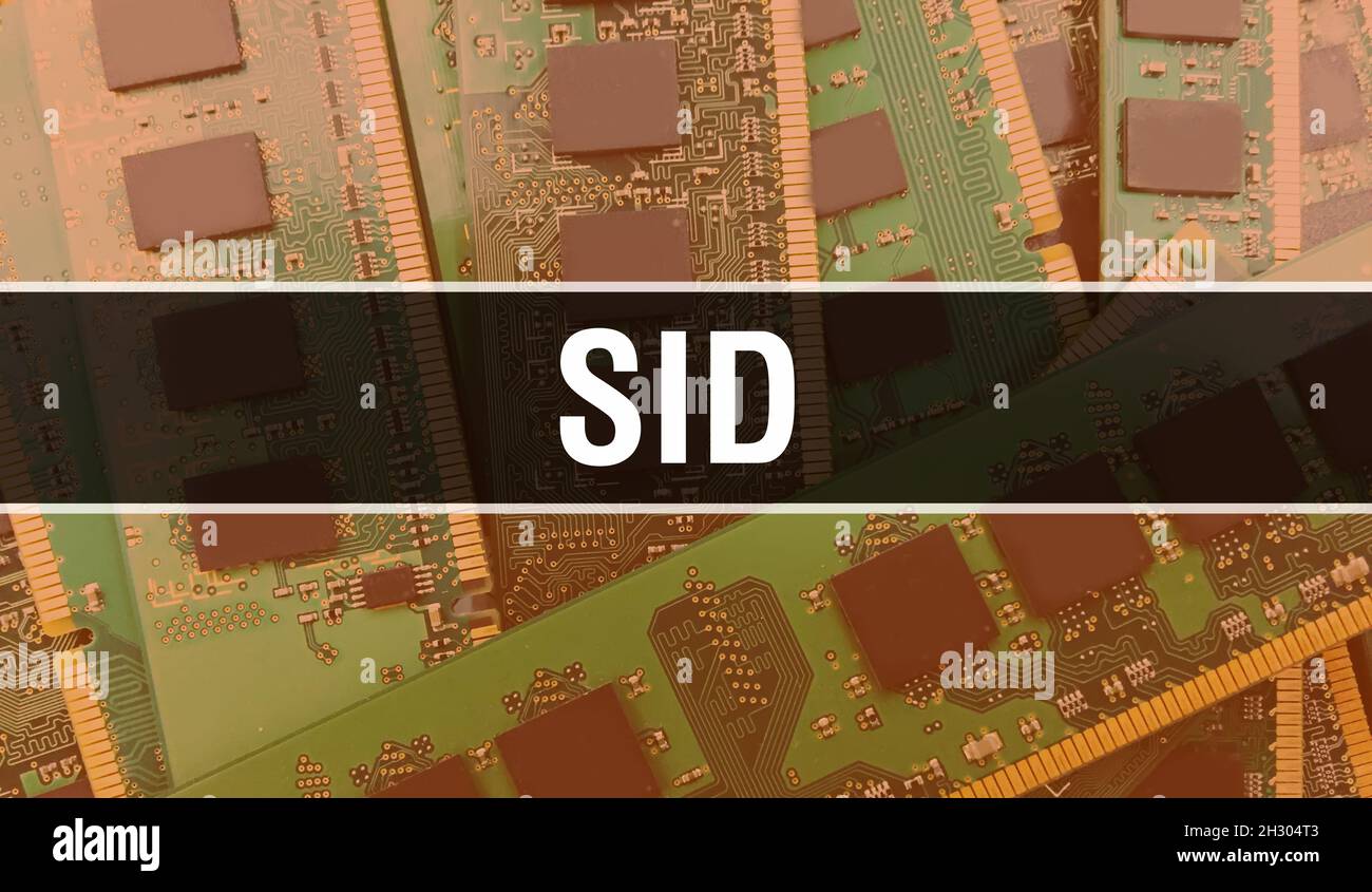 SID concept with Computer motherboard. SID text written on Technology ...