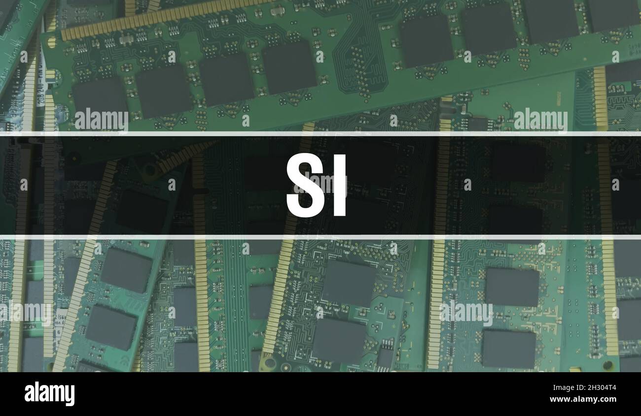 SI concept with Electronic Integrated Circuit on circuit board. SI with ...