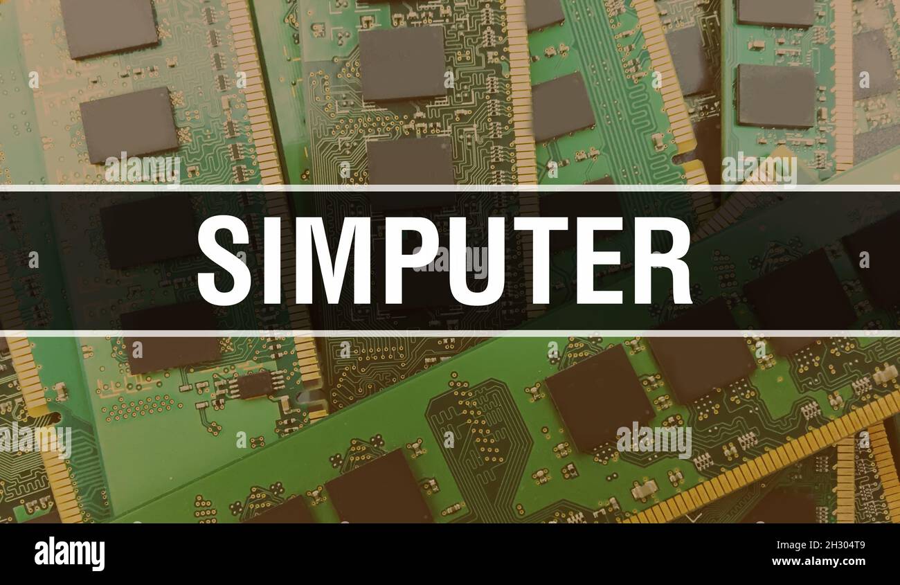 Simputer concept with Computer motherboard. Simputer text written on ...