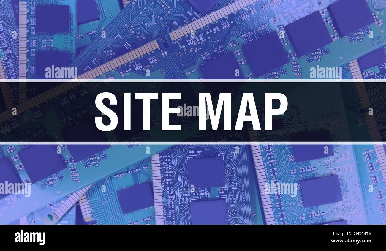 Site Map concept illustration using Computer Chip in Circuit Board ...
