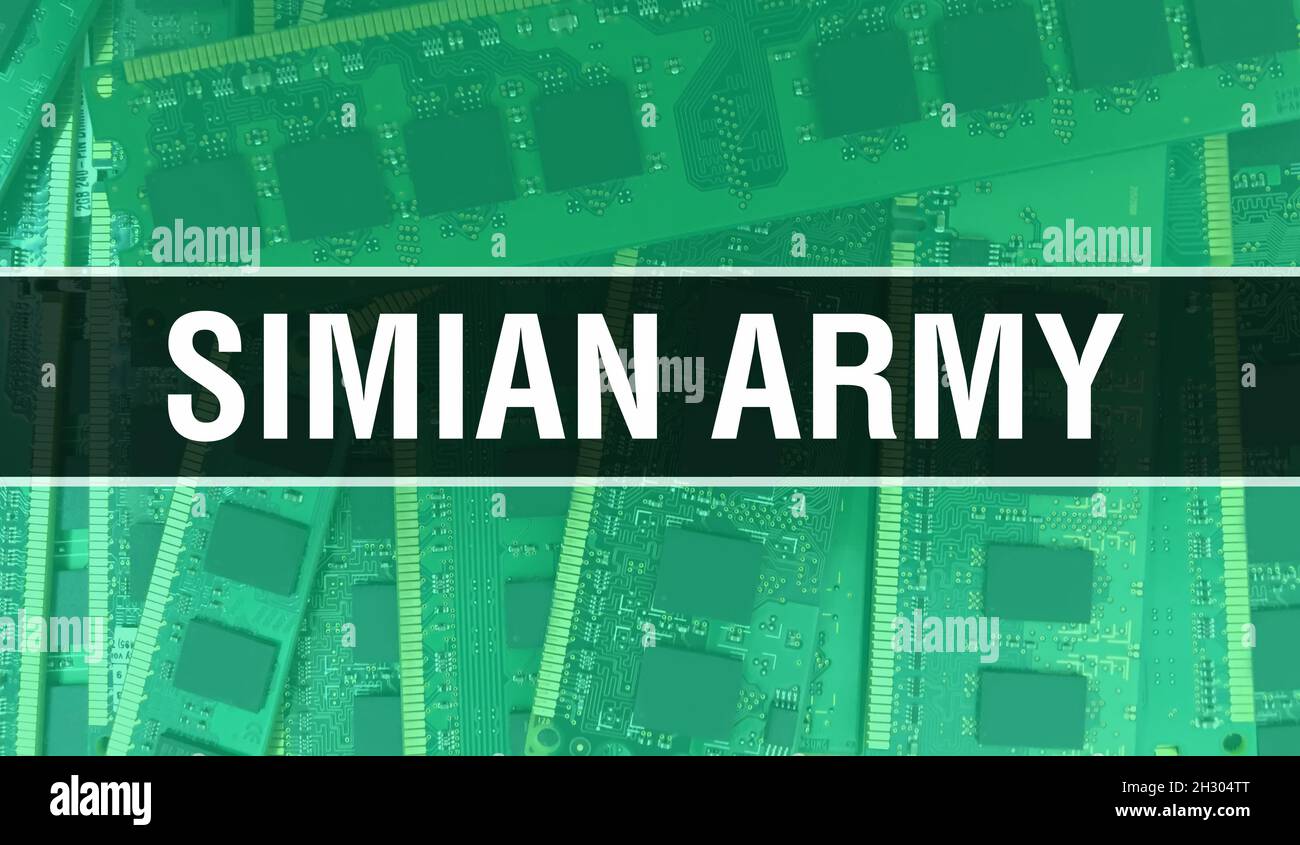 Simian Army concept with Electronic Integrated Circuit on circuit board ...