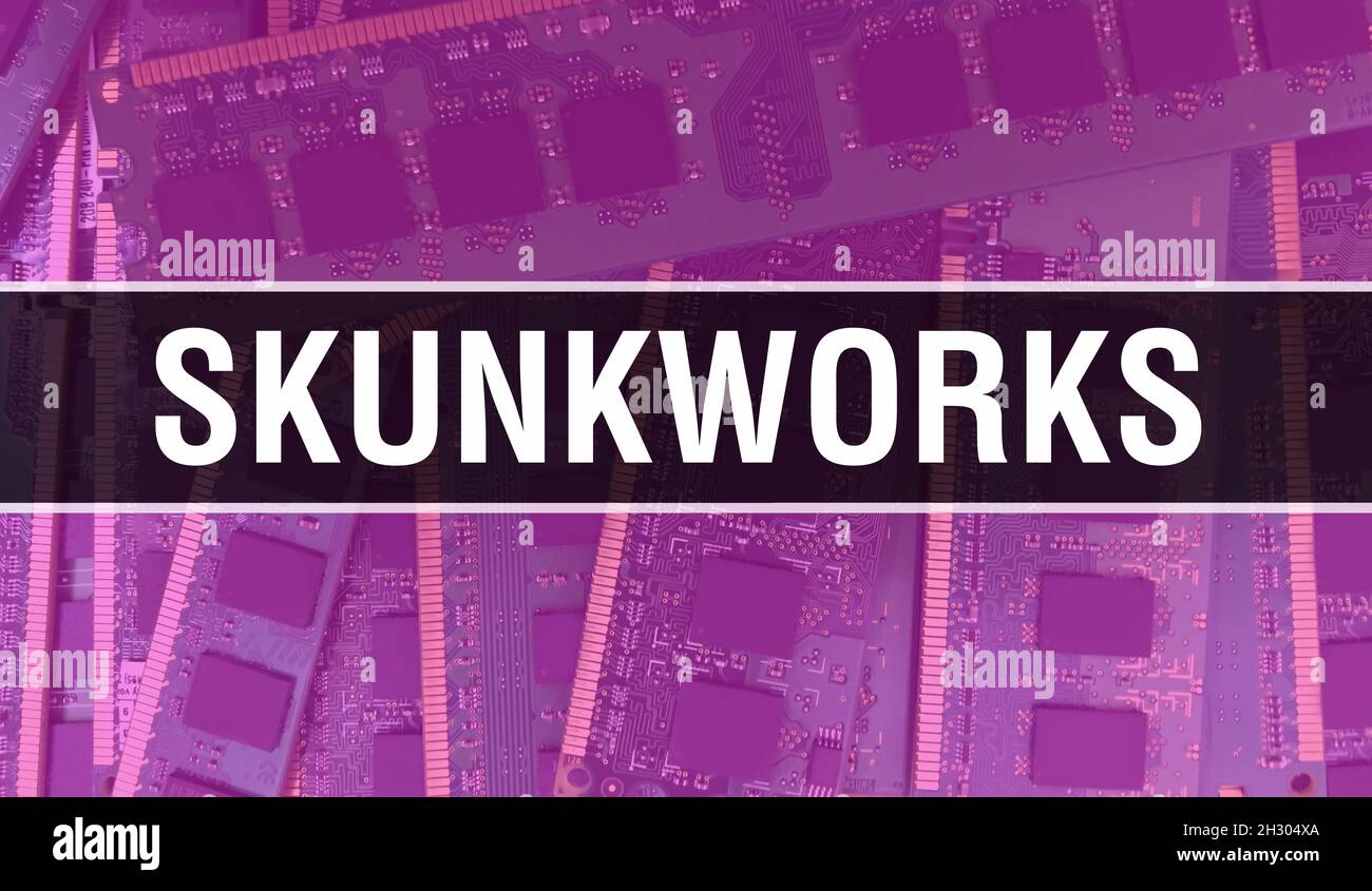 Skunkworks concept with Electronic Integrated Circuit on circuit board. Skunkworks with Computer ...