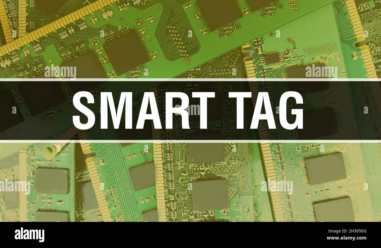 Smart Tag text written on Circuit Board Electronic abstract technology ...