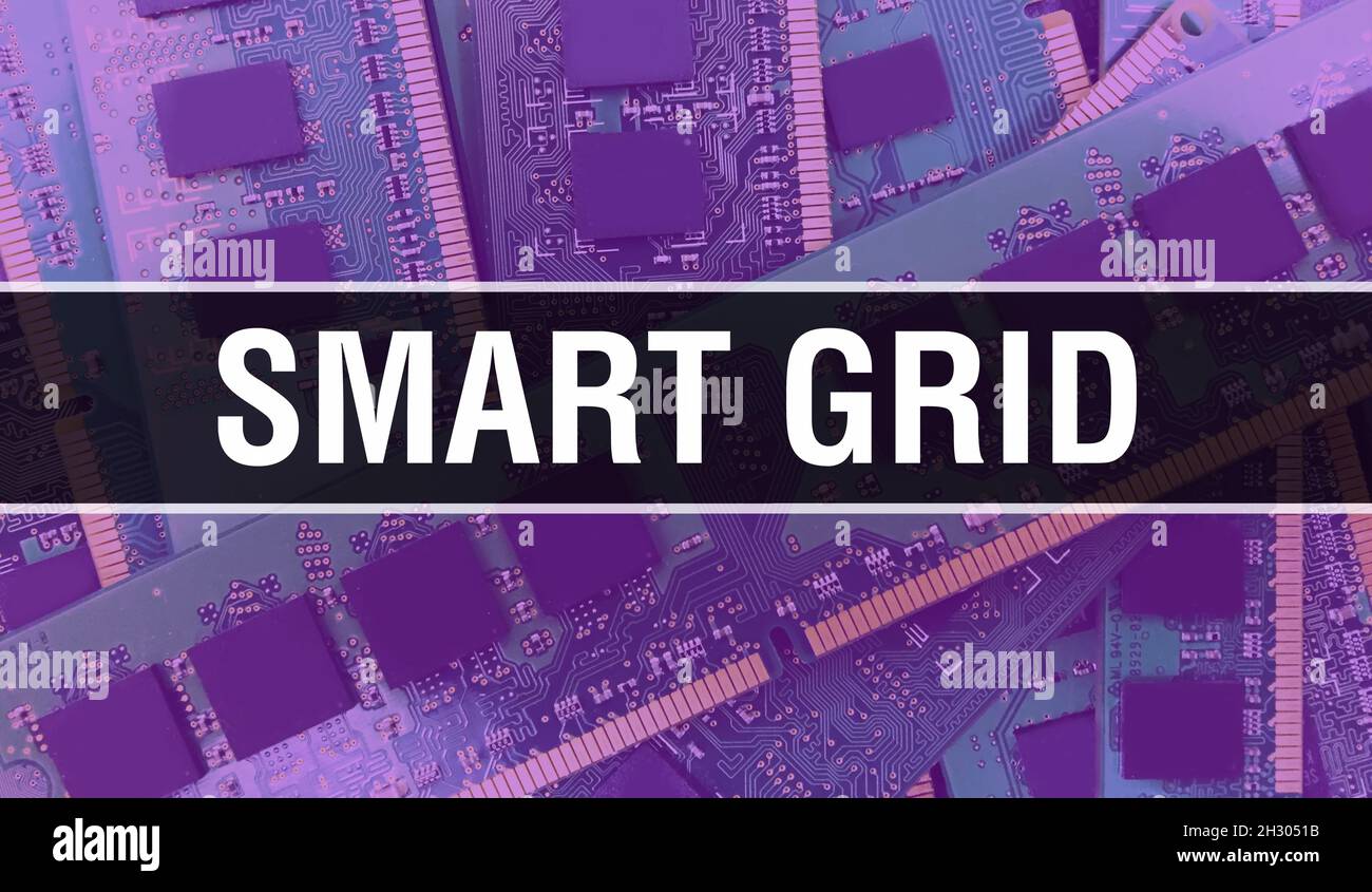 Smart Grid with Electronic Computer Hardware technology background ...