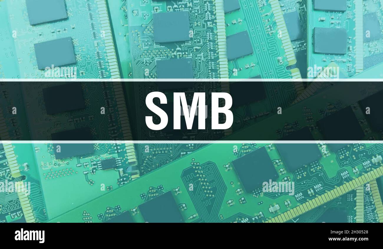SMB concept with Computer motherboard. SMB text written on Technology ...