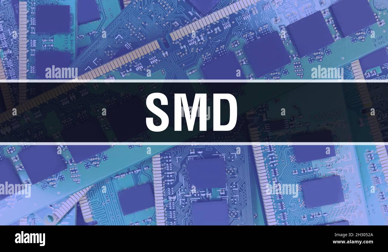 SMD concept illustration using Computer Chip in Circuit Board. SMD ...