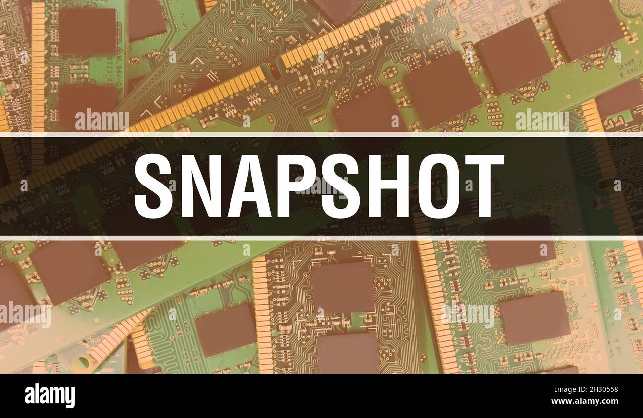 Snapshot concept illustration using Computer Chip in Circuit Board ...