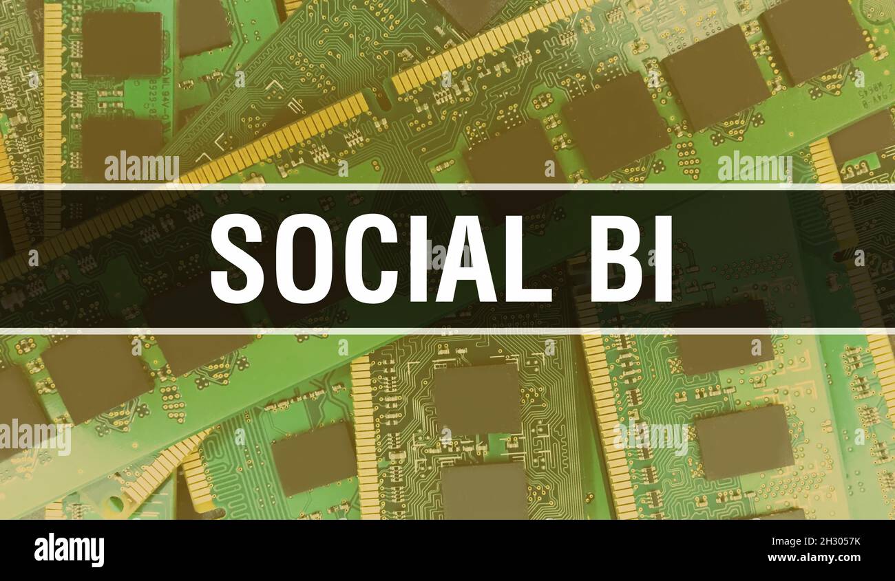 Social BI concept illustration using Computer Chip in Circuit Board ...