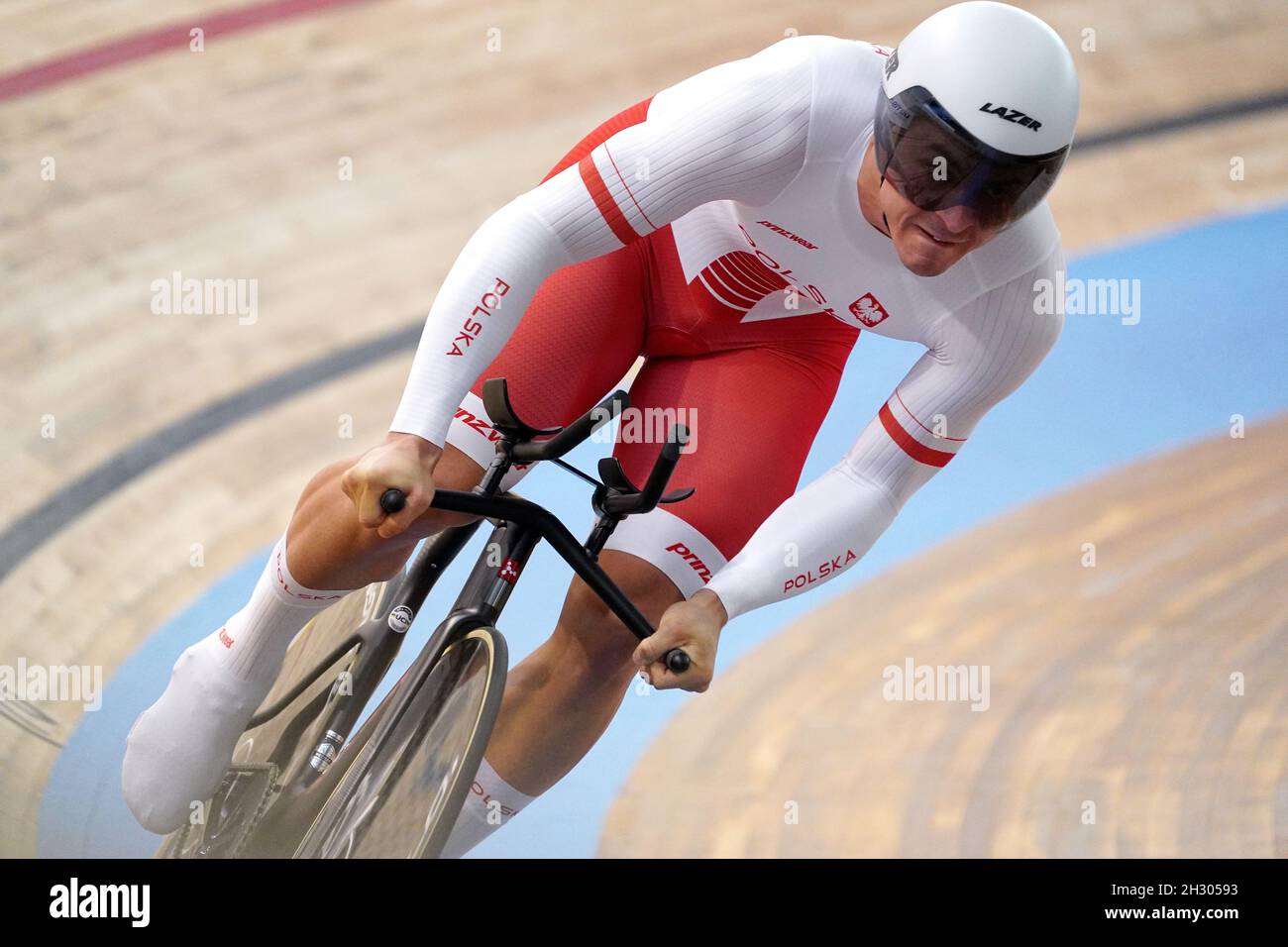 Patryk RAJKOWSKI (POL) in action in Mens 1 Km Time Trial during UCI ...