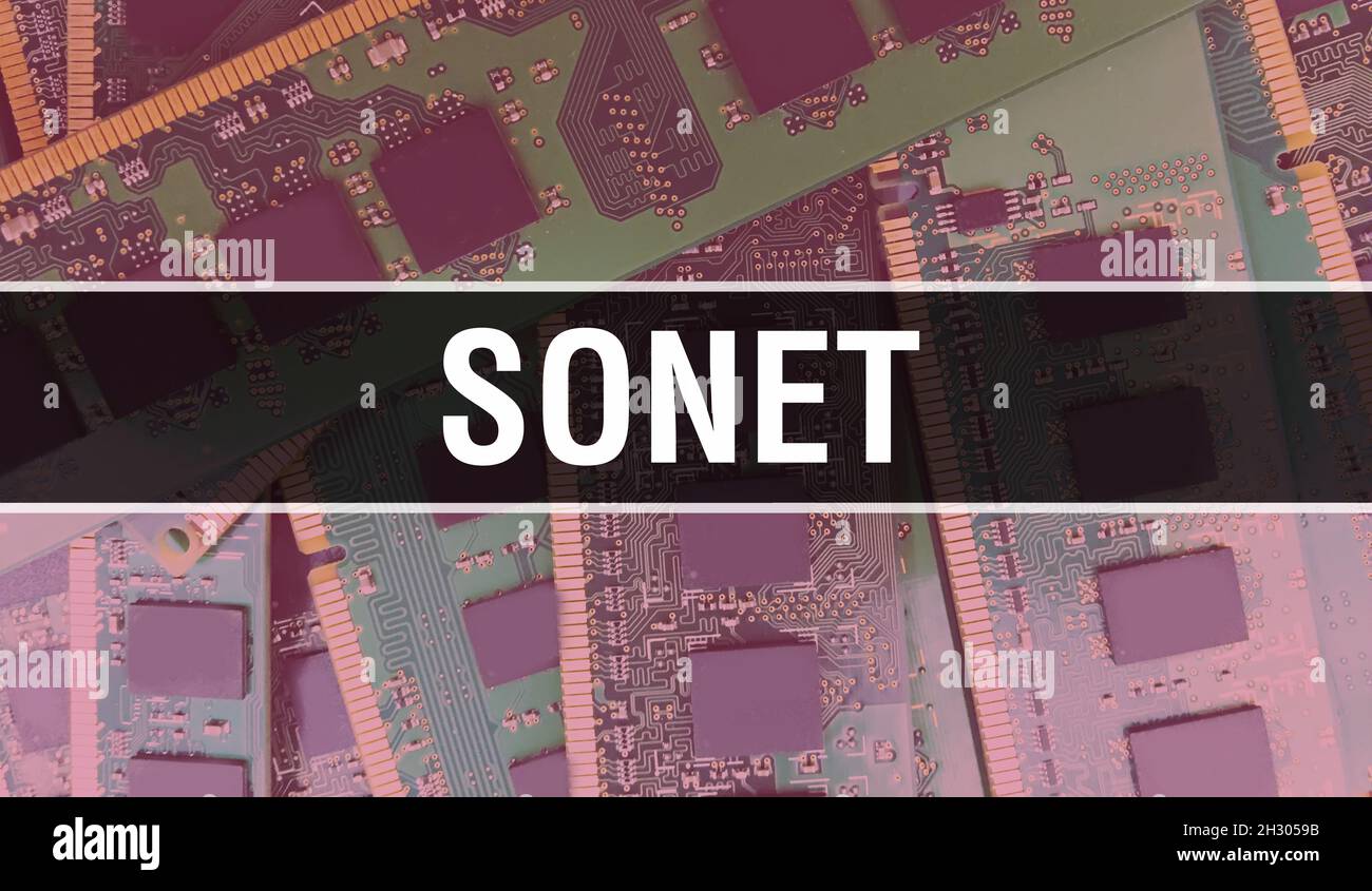 SONET text written on Circuit Board Electronic abstract technology ...