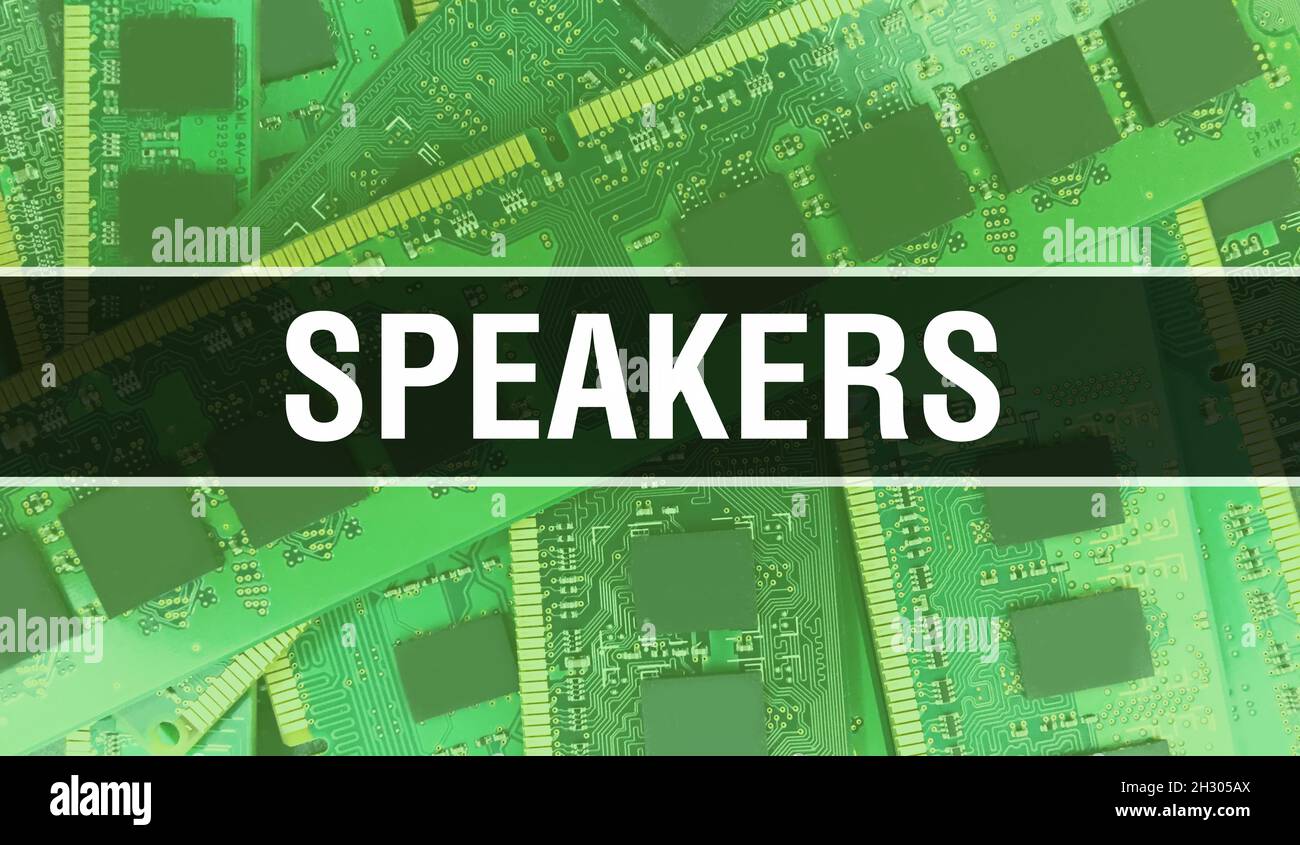 Speakers concept illustration using Computer Chip in Circuit Board ...